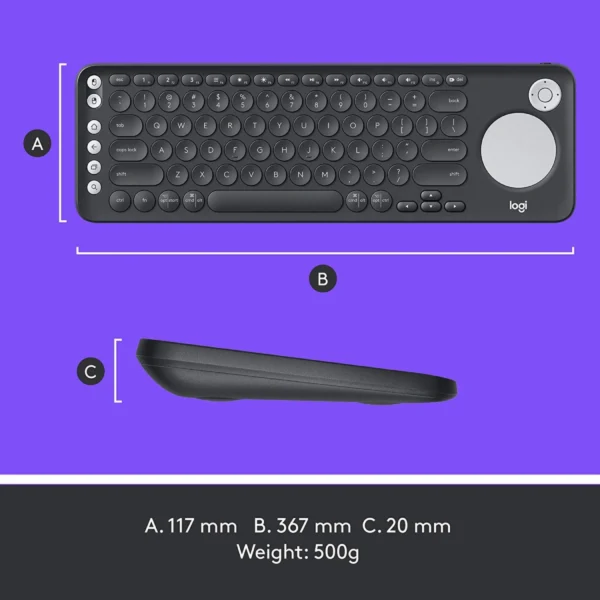 Teclado Logitech K600 TV Wireless Touchpad integrado & D-Pad